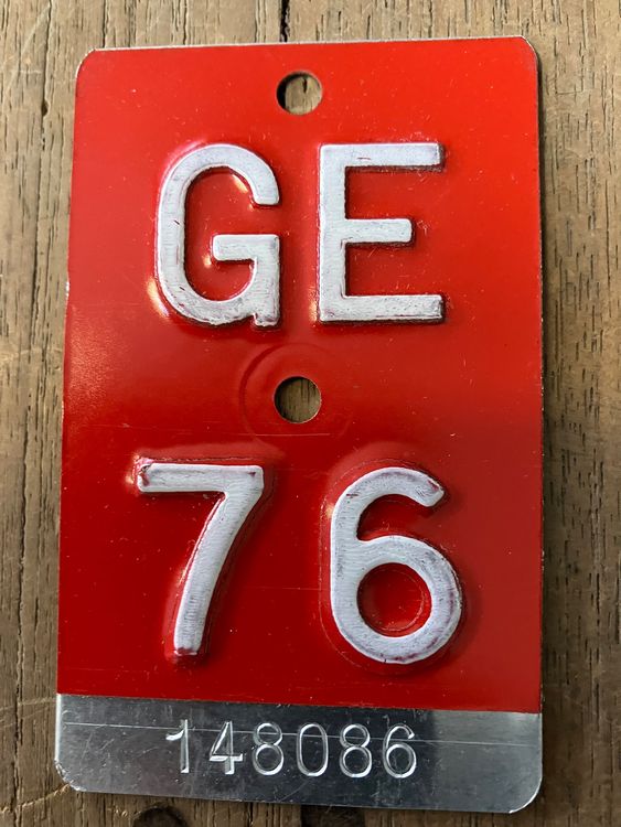 GE 76 - VELONUMMER - FAHRRADSCHILD - PLAQUE DE VELO - GE 76 (Gebraucht ...