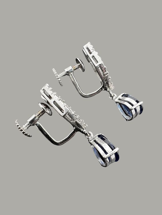 Saphir 1.2c und Diamanten 0.2c Ohrclip 18k Weissgold *S866 (Gebraucht ...