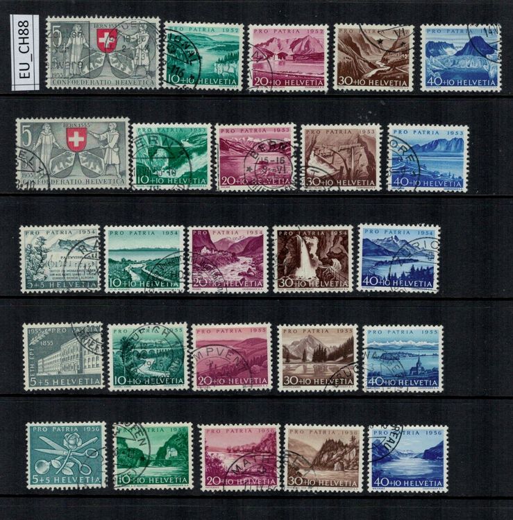 Schweiz, Pro Patria 1952/56, Landschaften komplett, EU_CH88 (Gebraucht) in Erlenbach ZH für CHF ...