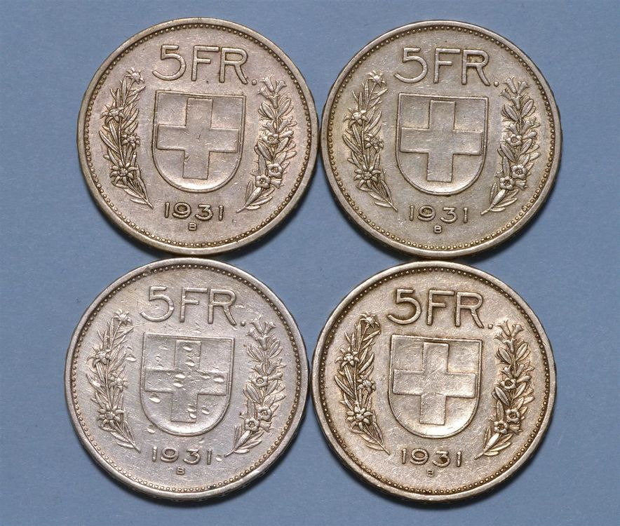 5 Franken 1931 (4X) 13 Sterne* über Kopf (Gebraucht) in Oberglatt ZH für CHF 41 – mit Lieferung ...