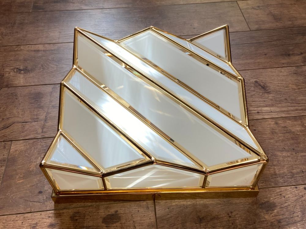 Zick Zack Deckenleuchte aus Messing/Facettenschliffgläser (Gebraucht ...