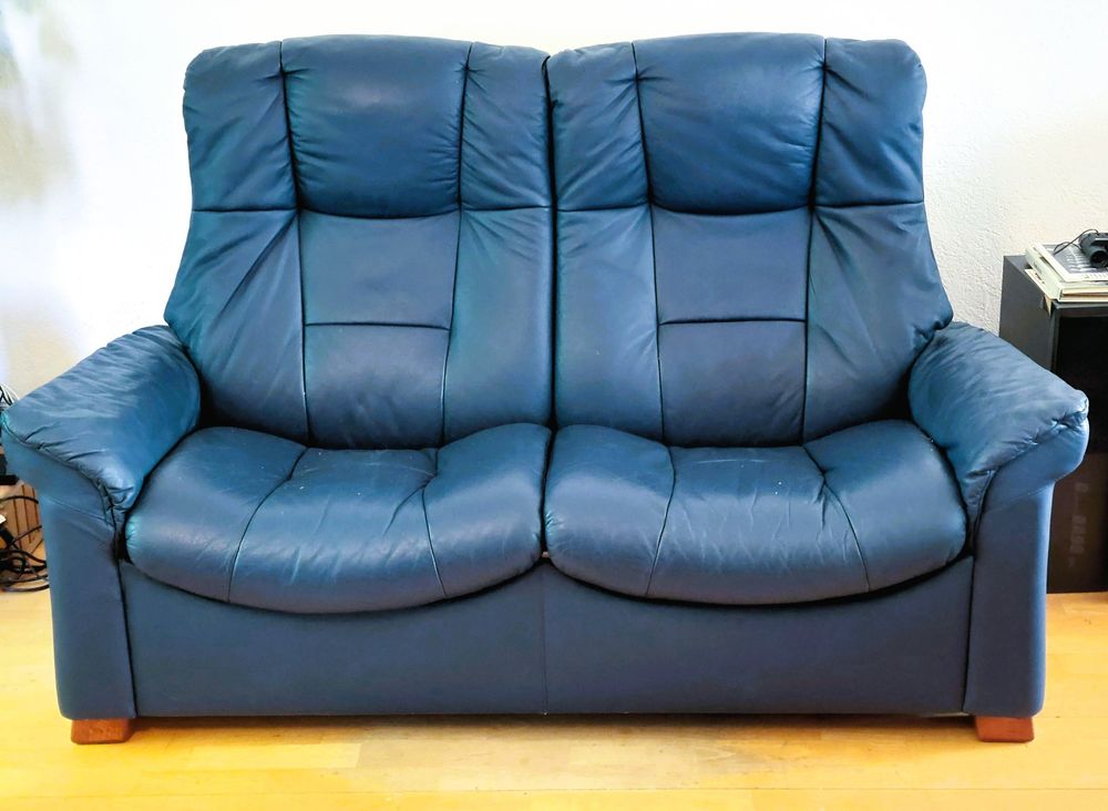 Stressless blaues 2-Sitzer Ledersofa | Kaufen auf Ricardo