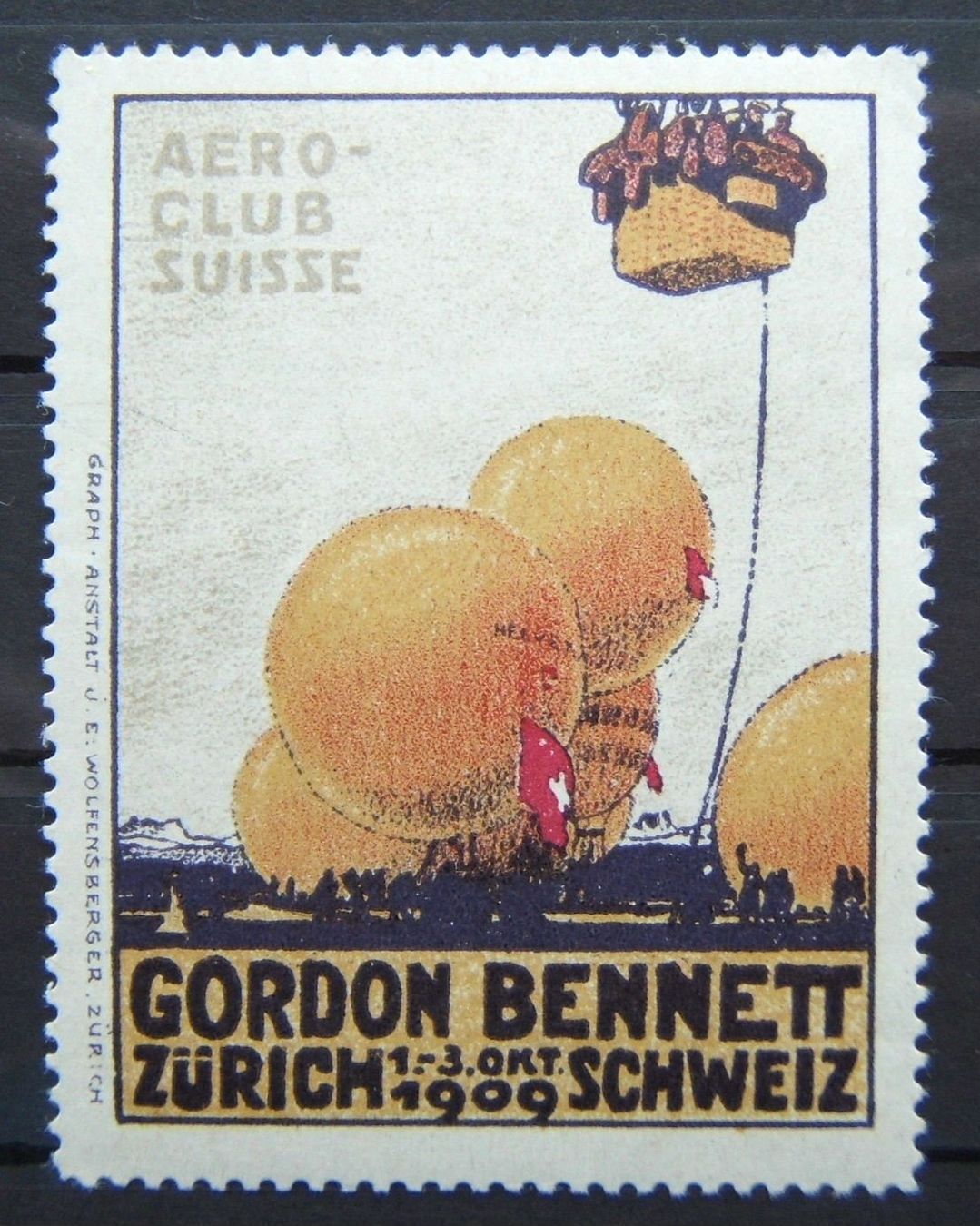 FLUGPOST VIGNETTE GORDON BENNET AERO-CLUB SUISSE 1909 (Gebraucht) in ...