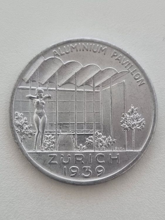 Originale Gedenkmedaille Pavillon Aluminium, Zürich 1939 (Gebraucht) in Lenzburg für CHF 8 – nur ...