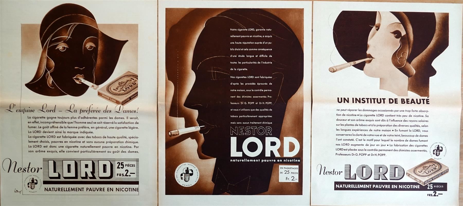 Nestor Lord Cigarettes - 3 alte Werbungen/Publicités 1930/31 (Gebraucht ...