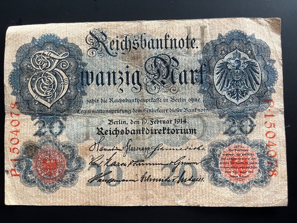 REICHSBANK REICHS MARK NOTE VON 1914 SELTEN | Kaufen auf Ricardo