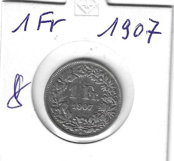 Monnaie Suisse 1 Fr 1907 (Gebraucht) in Muraz (Collombey) für CHF 2.1 – mit Lieferung auf ...
