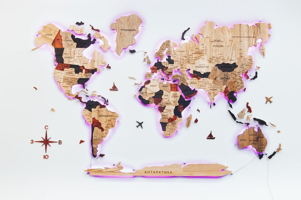 3D-Weltkarte aus Massivholz mit LED-Beleuchtung (Neu und originalverpackt) in Burgdorf für CHF ...