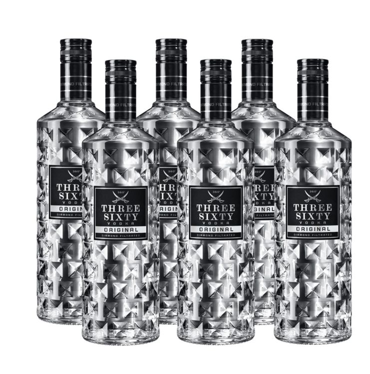 6 Fl. THREE SIXTY VODKA ORIGINAL Diamond filtrated Vodka (Neu und ...