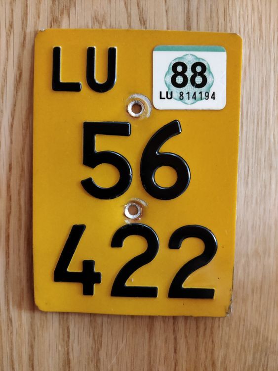 Mofanummer Nummernschild Mofa Töffli Luzern LU 56 422 (Gebraucht) in ...