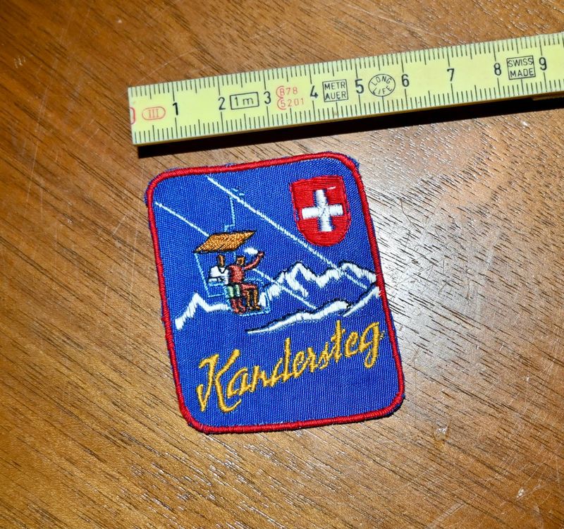 VINTAGE Badge KANDERSTEG nos ST. GALLER STICKEREI luftseilba (Gebraucht ...