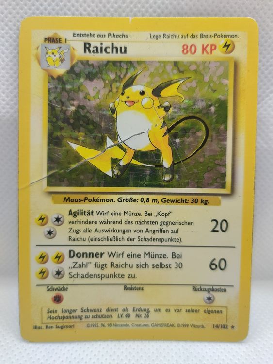 Raichu Base Set, Basis Set Pokemon Karte Holo TCG 1999 | Kaufen auf Ricardo