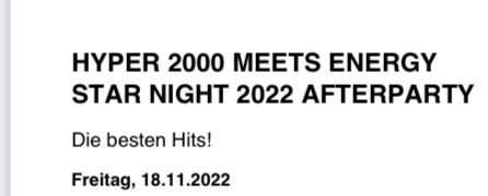 HYPER 2000 MEETS ENERGY STAR NIGHT 2022 AFTERPARTY 2 Tickets | Kaufen ...
