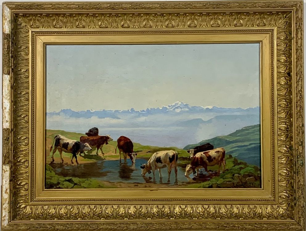 Edouard Metton (1856-1927) Berglandschaft mit Kühe Gemälde | Kaufen auf ...
