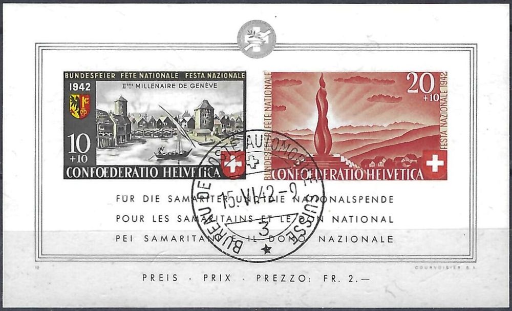 B19 PP Block 1942 mit ET-Stempel Kat. 325.- (Gebraucht) in Fislisbach ...