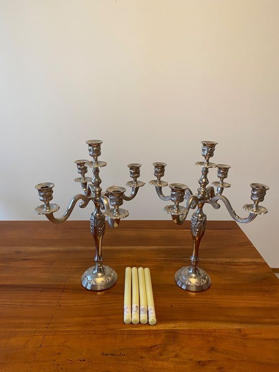 2 edle silberfarbige Kerzenständer für je 5 Kerzen (Gebraucht) in Zürich für CHF 15 – nur ...