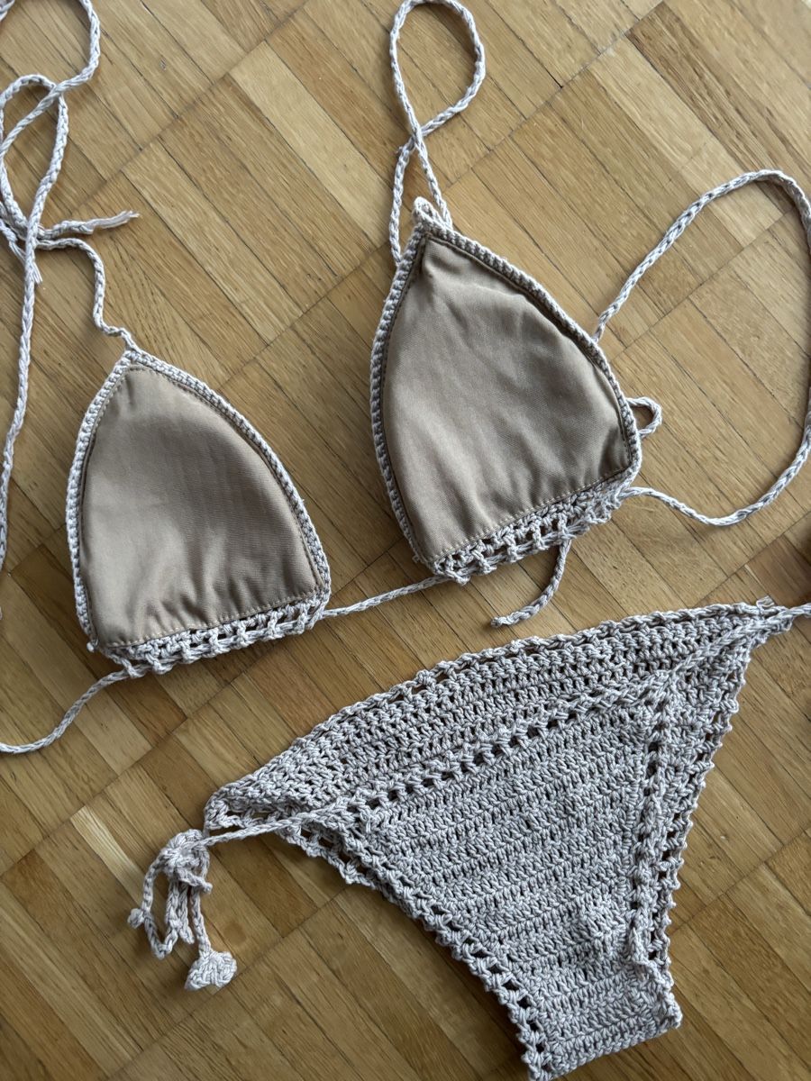 Handgemachter Bikini Beige 34 36 Boho Crochet (Neu (gemäss Beschreibung ...