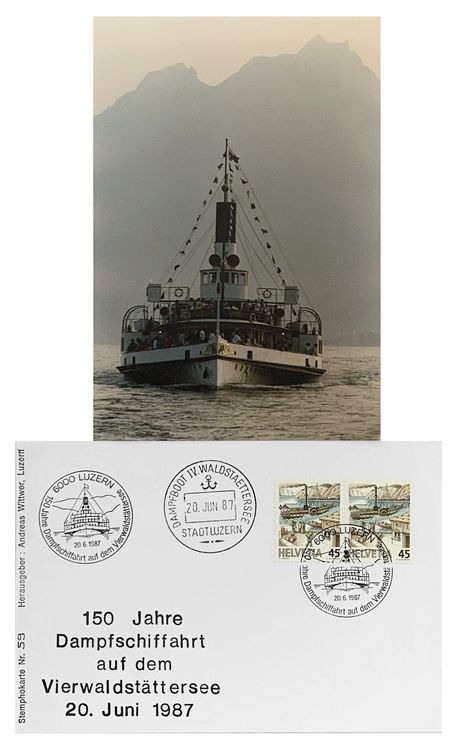 Luzern Ansichtskarte Jubiläum 150 Jahre Dampfschiffahrt SGV | Kaufen ...