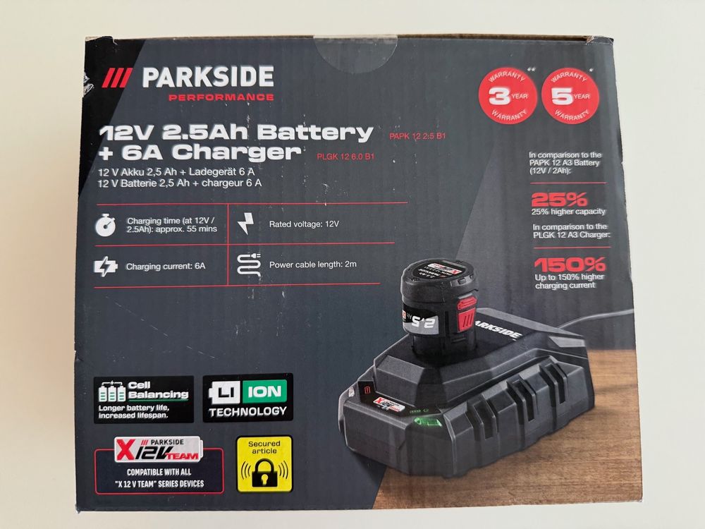 Parkside Perfomance, batterie 12V/2.5Ah + Chargeur 6A (Neuf avec ...