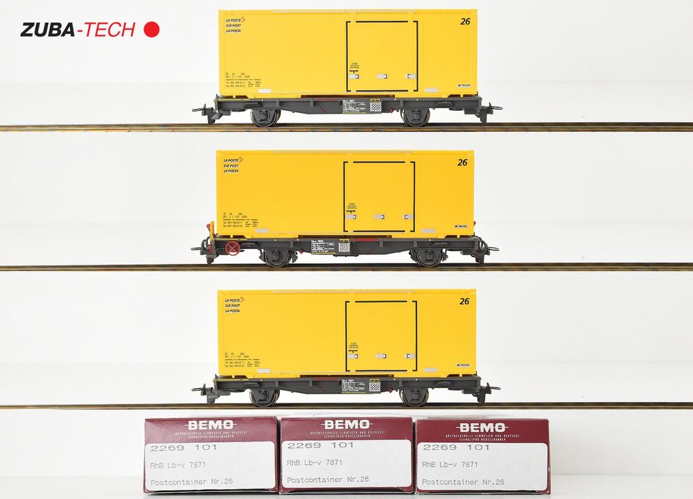 Bemo 3x Containerwagen der RhB H0m GS mit OVP | Kaufen auf Ricardo