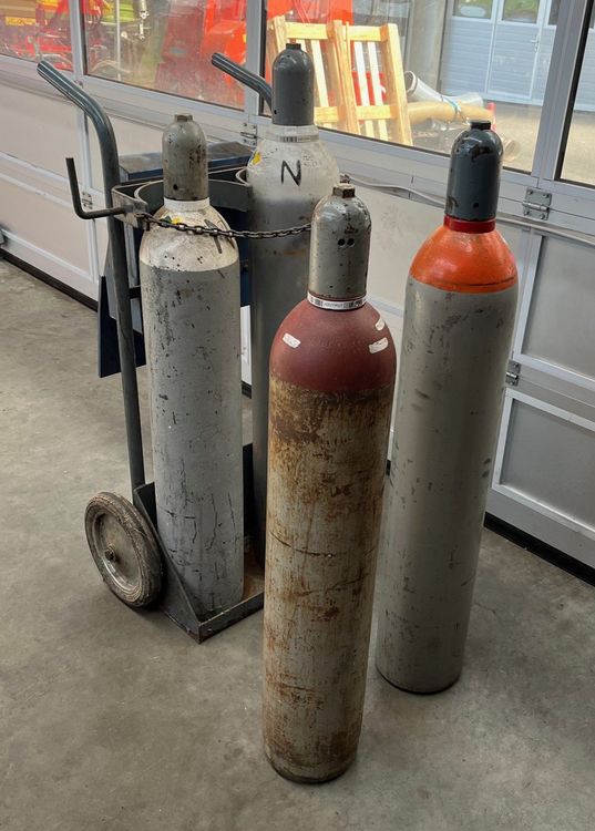 Autogen Schweissanlge mit 4 Gas-Flaschen, Brenner + Wagen (Defekt) in ...