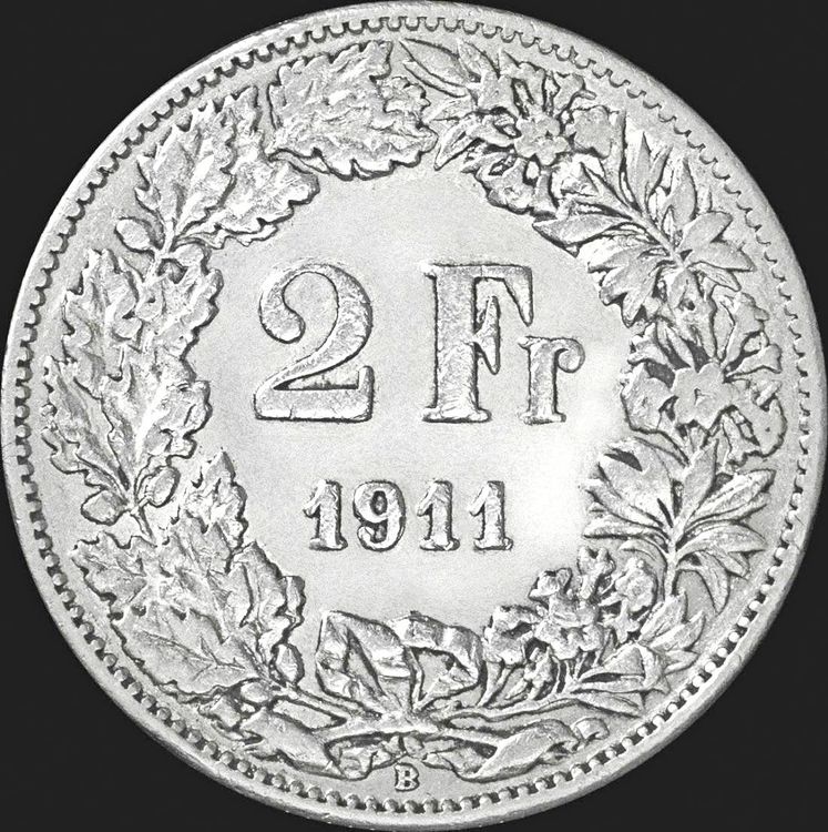 2 Schweizer Franken Silber 1911 Helvetia BB (Gebraucht) in Lugano für CHF 155 – mit Lieferung ...
