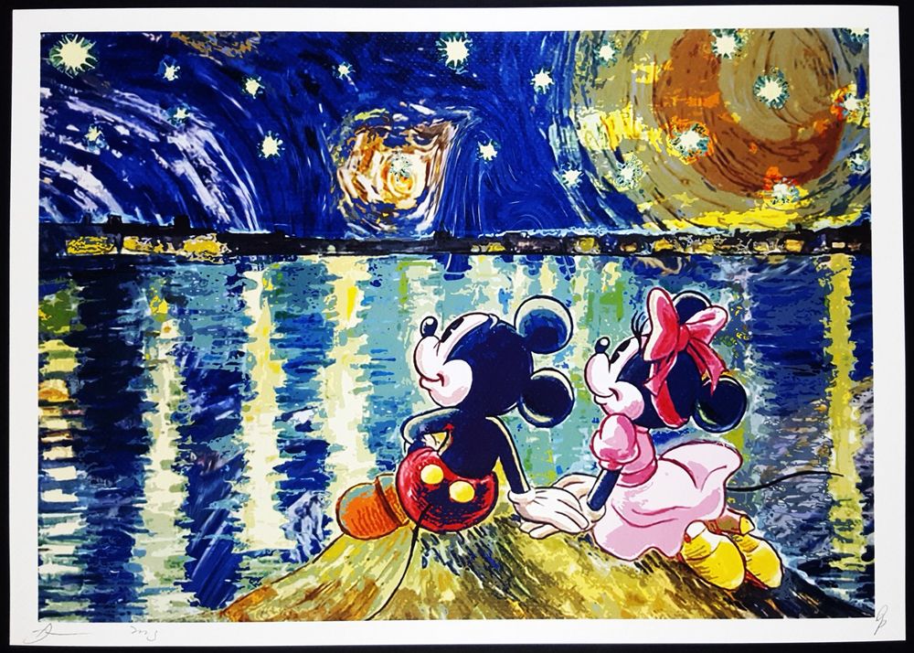 Death NYC Pop Art Druck Van Gogh Night Minnie & Mickey Maus (Neu ...