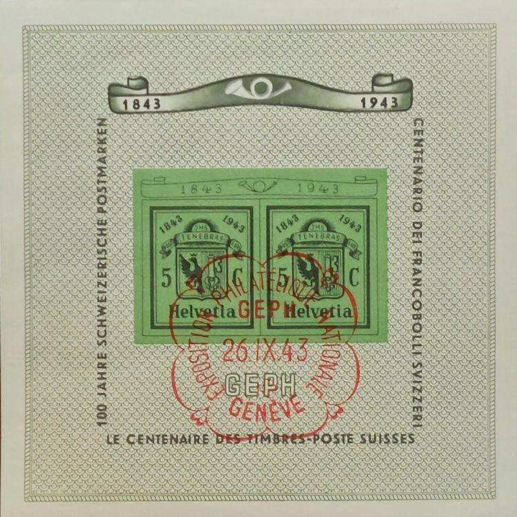 1943 Genfer Block Serien W18 Serien Nr.9 ET Stempel (Gebraucht) in Seltisberg für CHF 7 – mit ...
