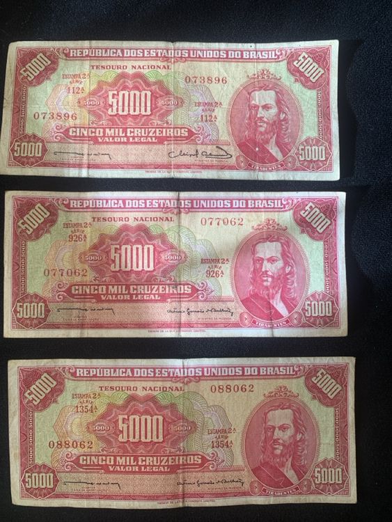 Lot 4 billets Brésil 5000 Cruzeiros anciens (Gebraucht) in VEVEY für CHF 30 – mit Lieferung auf ...