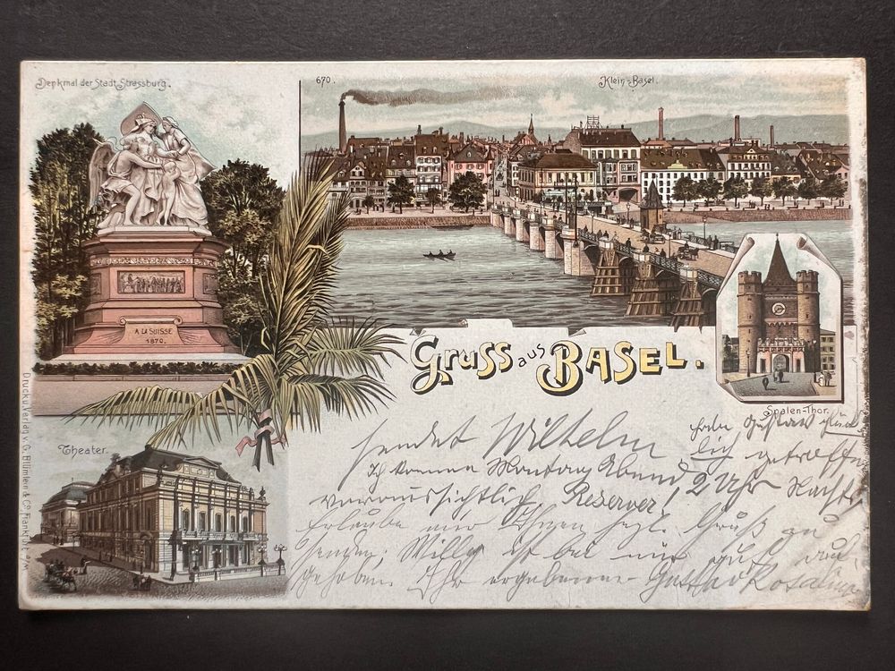 Postkarte Gruss aus Basel 1897 Litho (P446) (Gebraucht) in Hinwil für CHF 15 – mit Lieferung auf ...