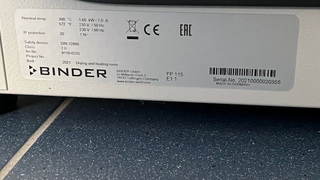 Binder Trockenofen FP 115 E1.1, Baujahr 2021, Top Zustand (Gebraucht ...