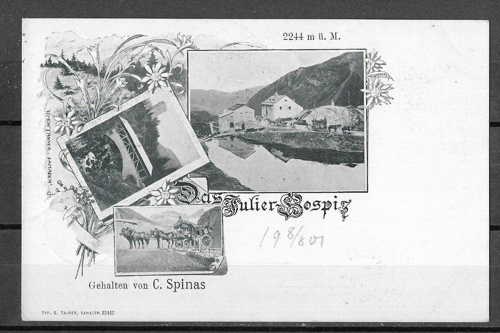 GR Julier-Hospiz 1901 mit Postkutsche(Simon Tanner No.13443) | Kaufen ...