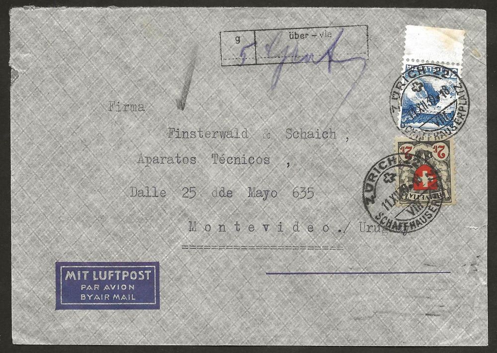 Flugpost Schweiz 1937 Uruguay Montevideo Luftpost | Kaufen auf Ricardo