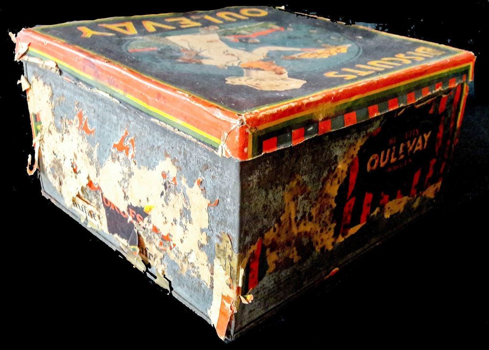 Oulevay 2 antike Blechdose Biskuitdose 2x boîtes anciennes (Gebraucht ...