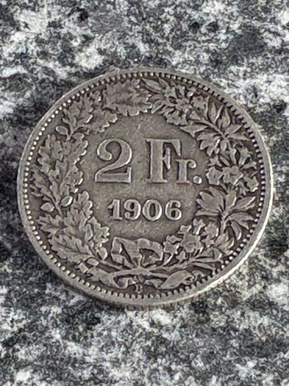 2 Fränkler Silbermünze, Jahrgang 1906, sehr guter Zustand (Gebraucht) in Dietwil für CHF 5.8 ...