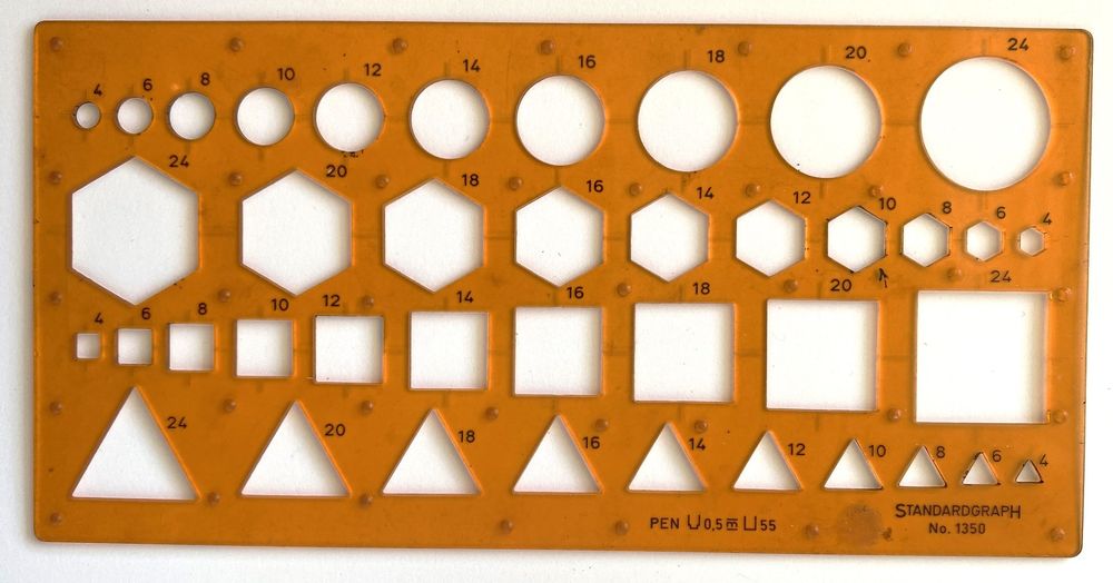Standardgraph 1350 metrische Kombischablone für Kreise, Sech (Gebraucht ...