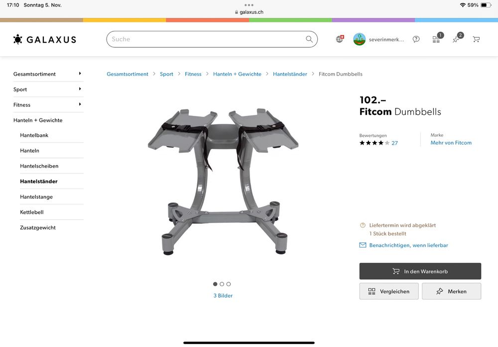 2x Fitcom Adjustable Hanteln 2.5kg bis 24kg inkl. Ständer (Gebraucht ...