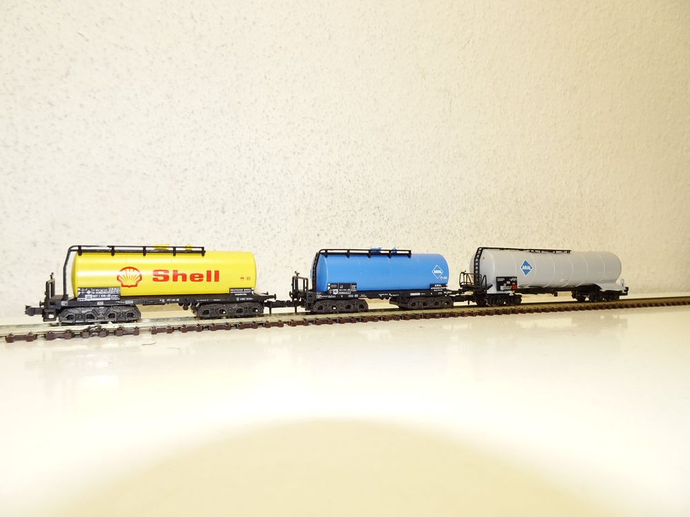 3 Minitrix Güterwagen Kesselwagen Aral Shell Spur N | Kaufen auf Ricardo