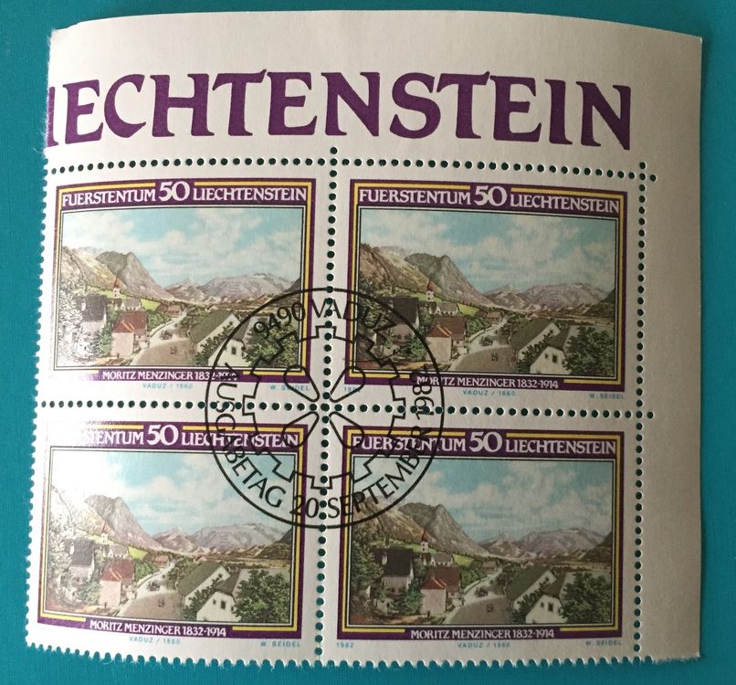 4 er Block Fürstentum Liechtenstein mit Vollstempel Vaduz (Gebraucht) in Aarau für CHF 0.5 – mit ...