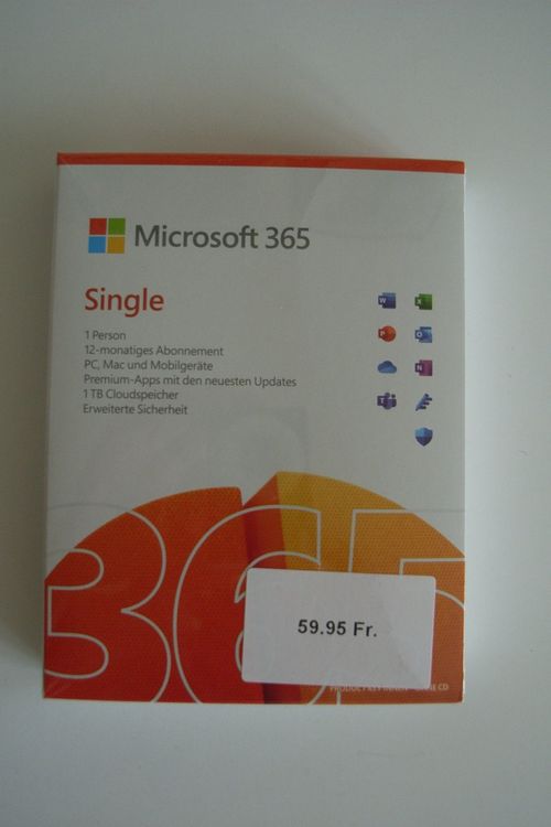 Microsoft 365 Single für 12 Monate Product Key in einer Box (Neu und ...
