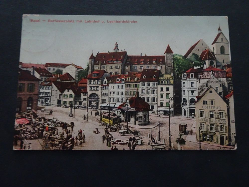 BASEL Barfüsserplatz mit Lohnhof u. Leonhardskirche, 1917 (Gebraucht ...