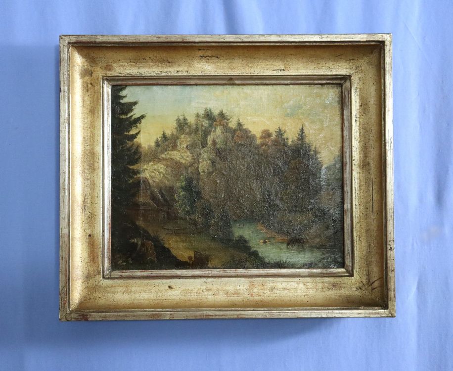 Kleines "antikes" Gemälde, Landschaft mit diversen Personen (Gebraucht) in Zug für CHF 36 – mit ...