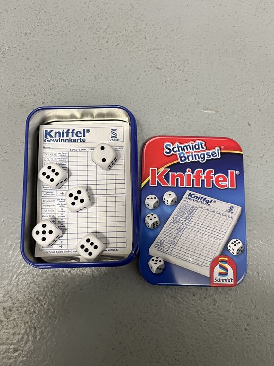 Kniffel Spiel in Metalldose - Schmidt Spiele - Komplett! (Gebraucht) in ...