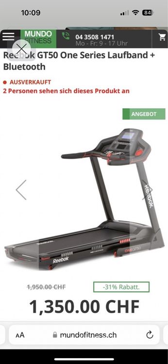 Laufband Reebok (Gebraucht) in Siebnen für CHF 159 – nur Abholung auf ...