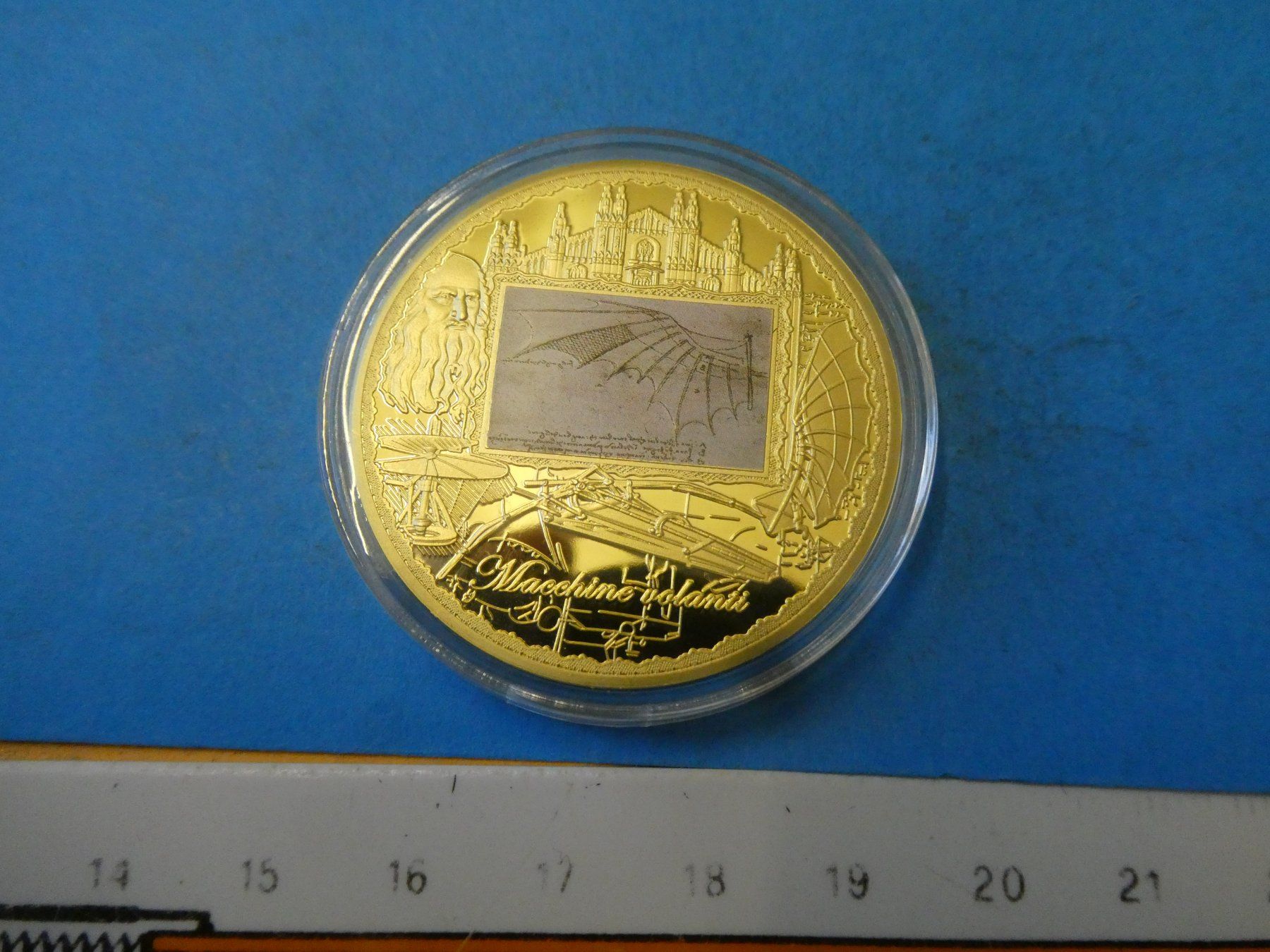 vergoldete Medaille 40 mm PP - Leonardo Da Vinci - (3) (Neu (gemäss ...