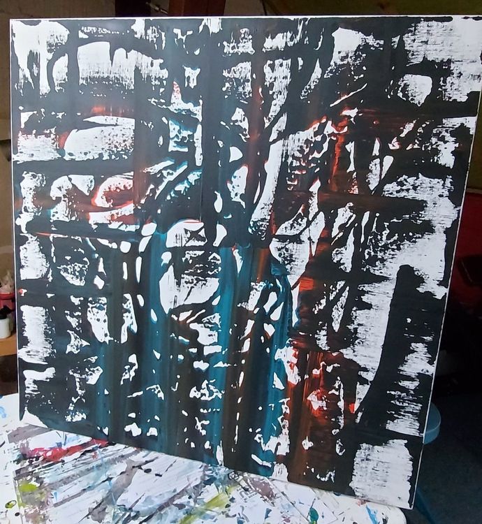 Gemälde "Scherenschnitt" von mir selbstgemalt 80×80 | Kaufen auf Ricardo