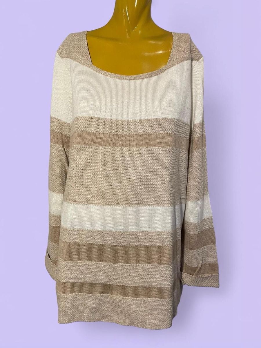 Pull rayé beige/crème, taille 48 (D'occasion) à Troinex pour CHF 15 ...