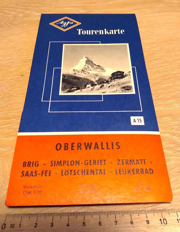 Antike und sehr schöne AGFA Tourenkarte OBERWALLIS (1957) (Gebraucht ...