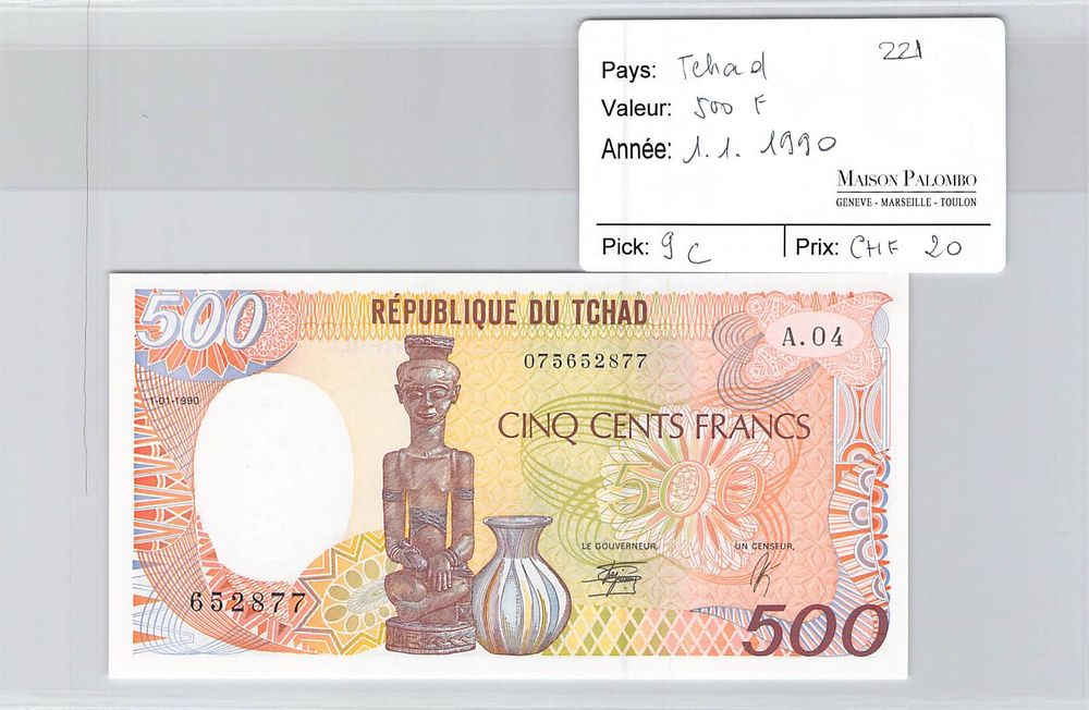 Billet Tchad 500 Francs 1990 (Gebraucht) in Genève für CHF 20 – mit ...