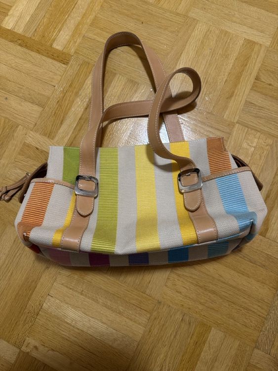 Longchamp sac à main d'été rayé multicolore en parfait état (D'occasion ...